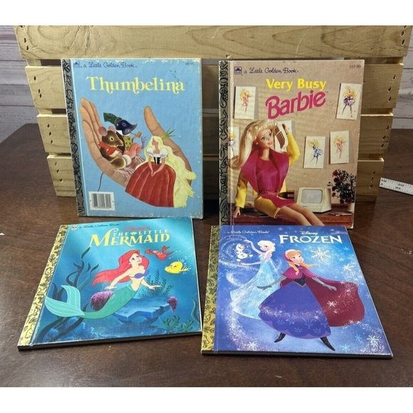 Toys | Lot 4 Little Golden Books Very Busy Barbie Thumbelina Frozen ...